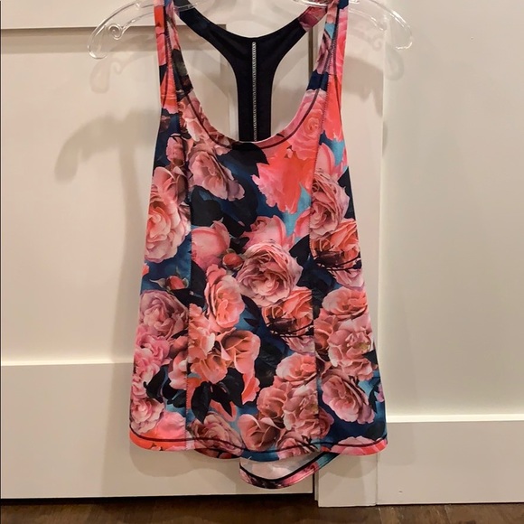 lululemon athletica | Tops | Lululemon Racerback Tank With Rose Print ...
